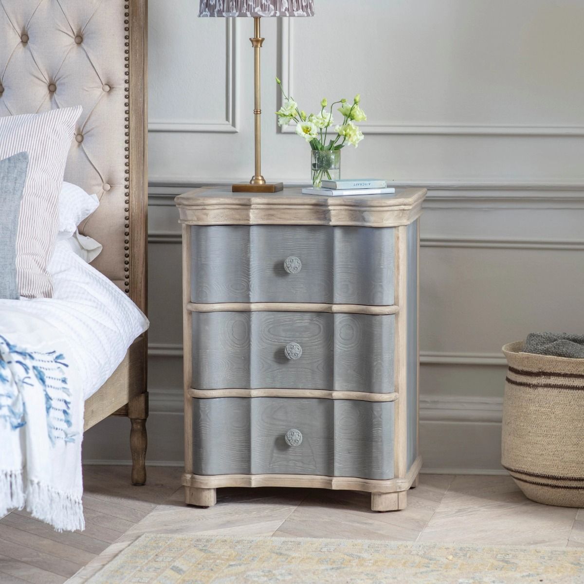 Hambledon Small Grey Chest of 3 Drawers | One World | Sweetpea & Willow