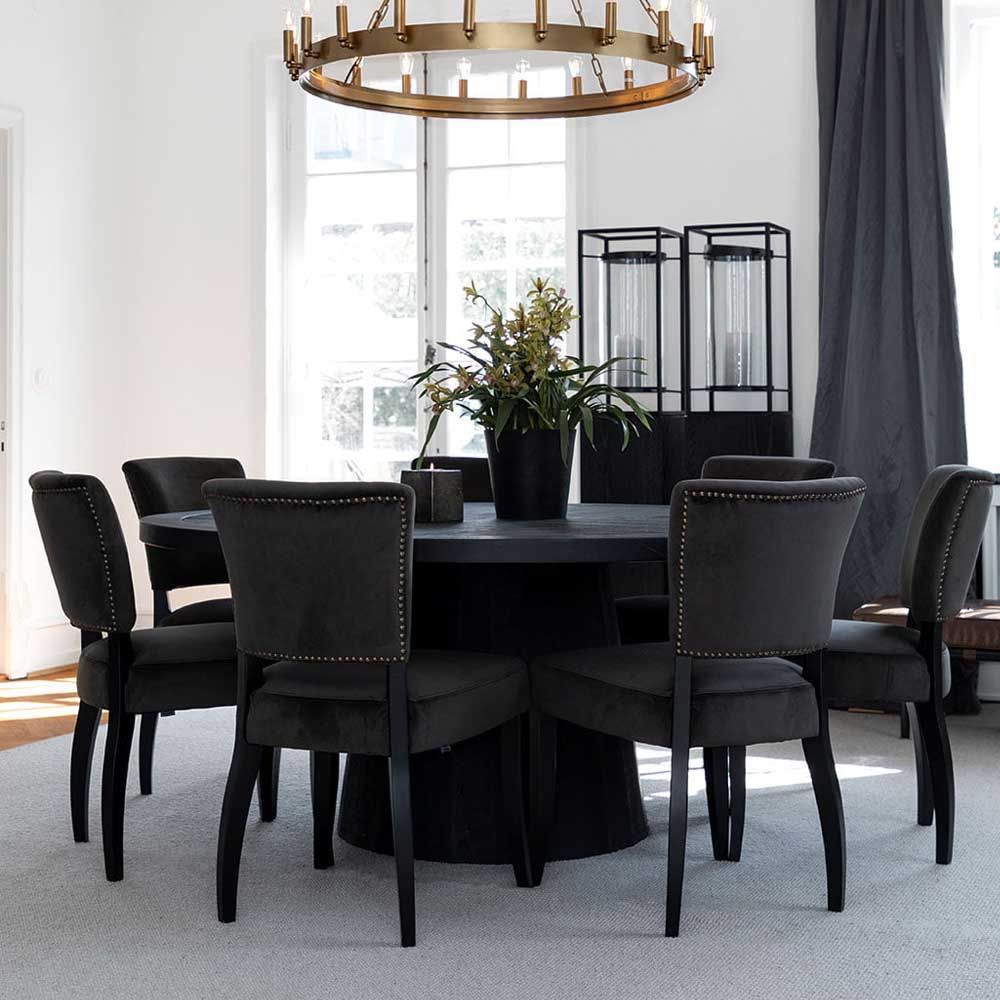 Matte black round dining table store