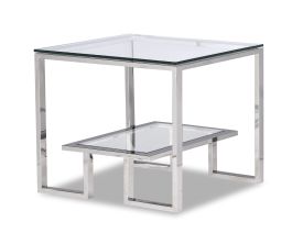 Liang & Eimil Mayfair Side Table - Polished S.S./Clear Glass | Liang & Eimil | Sweetpea & Willow