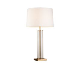 Liang & Eimil Norman Table Lamp - Clear Glass/Antique Brass/White Shade ...