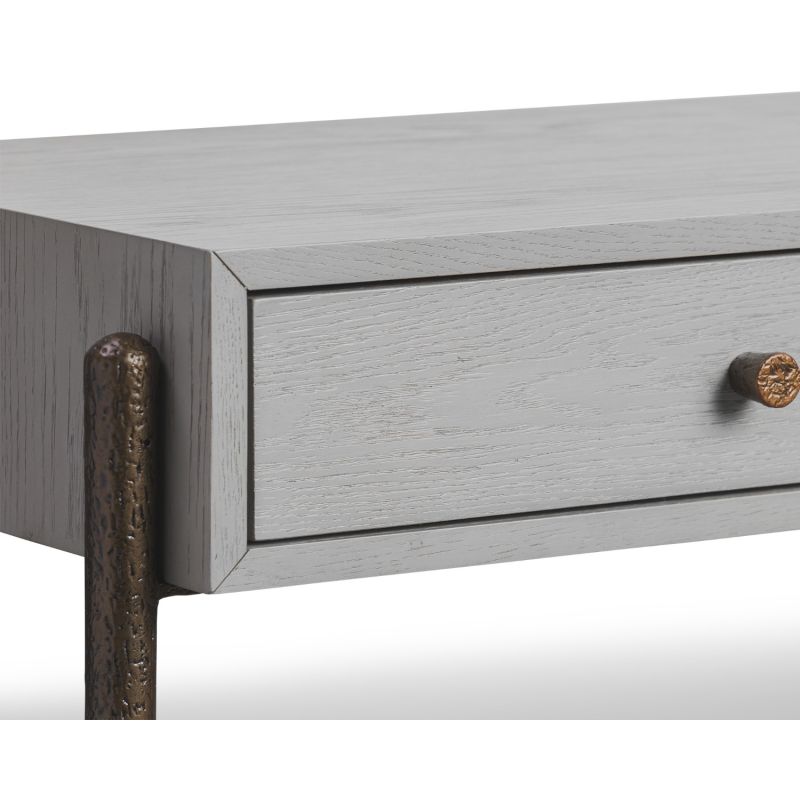 Nella Console Table - Grey Oak & Hammered Dark Bronze | Console Tables ...