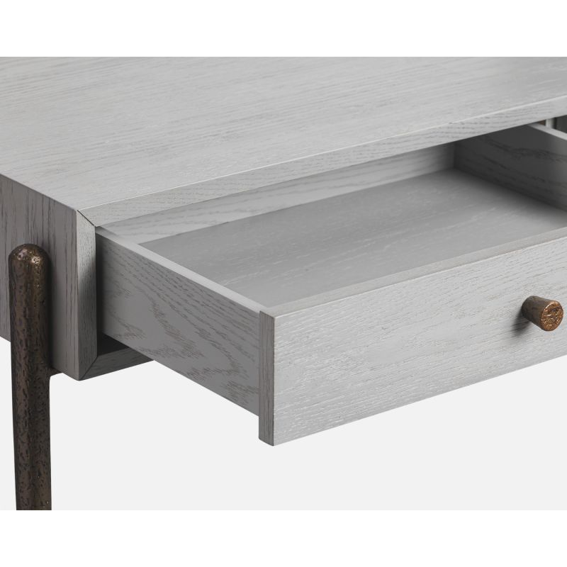 Nella Console Table - Grey Oak & Hammered Dark Bronze | Console Tables ...