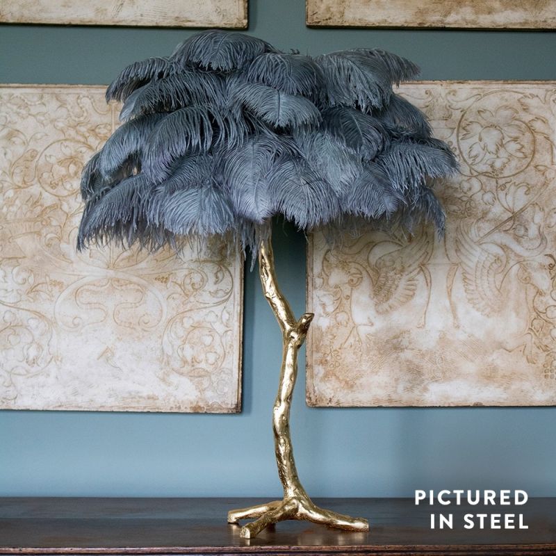 Mini Ostrich Feather Lamp - Gold Base | Sweetpea & Willow