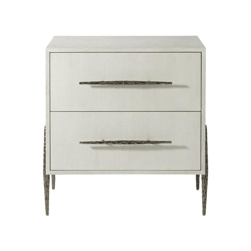 Essence White Bedside Table - Two-Drawer | Theodore Alexander | Sweetpea & Willow