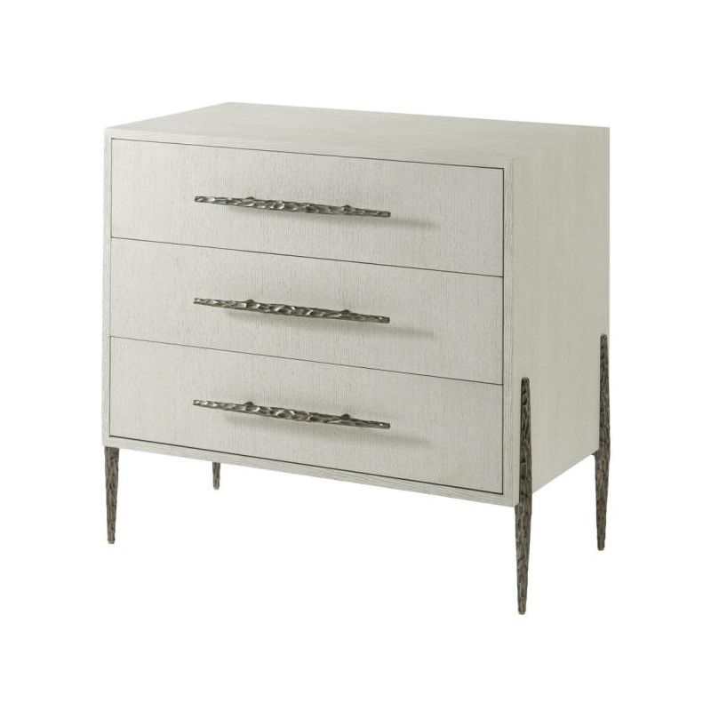 Essence White Bedside Table - Three-Drawer | Theodore Alexander | Sweetpea & Willow