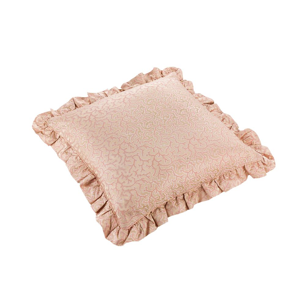 Coral Fern Silk Square Cushion – Frilled - Pink | Gingerlily | Sweetpea ...