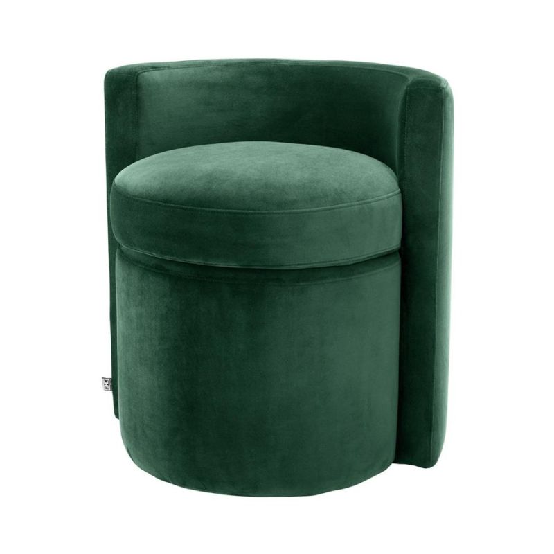 Dark Green Designer Velvet Stool | Sweetpea & Willow