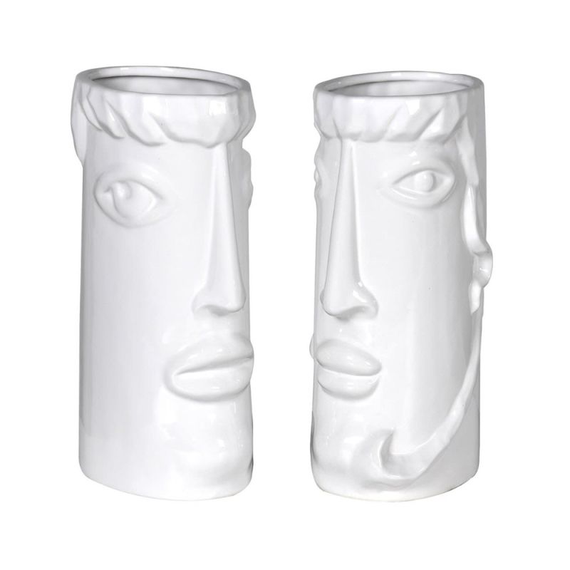 Pair Of Sculptural Face Vases | Sweetpea & Willow